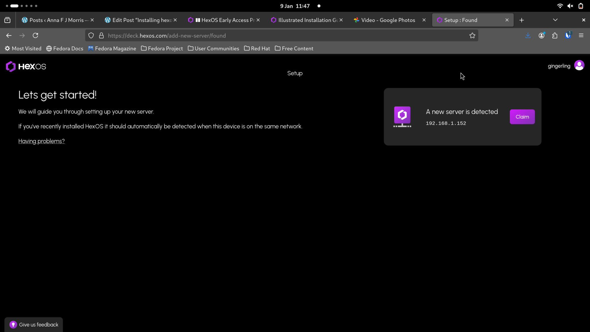 Installing HexOS – Anna F J Morris